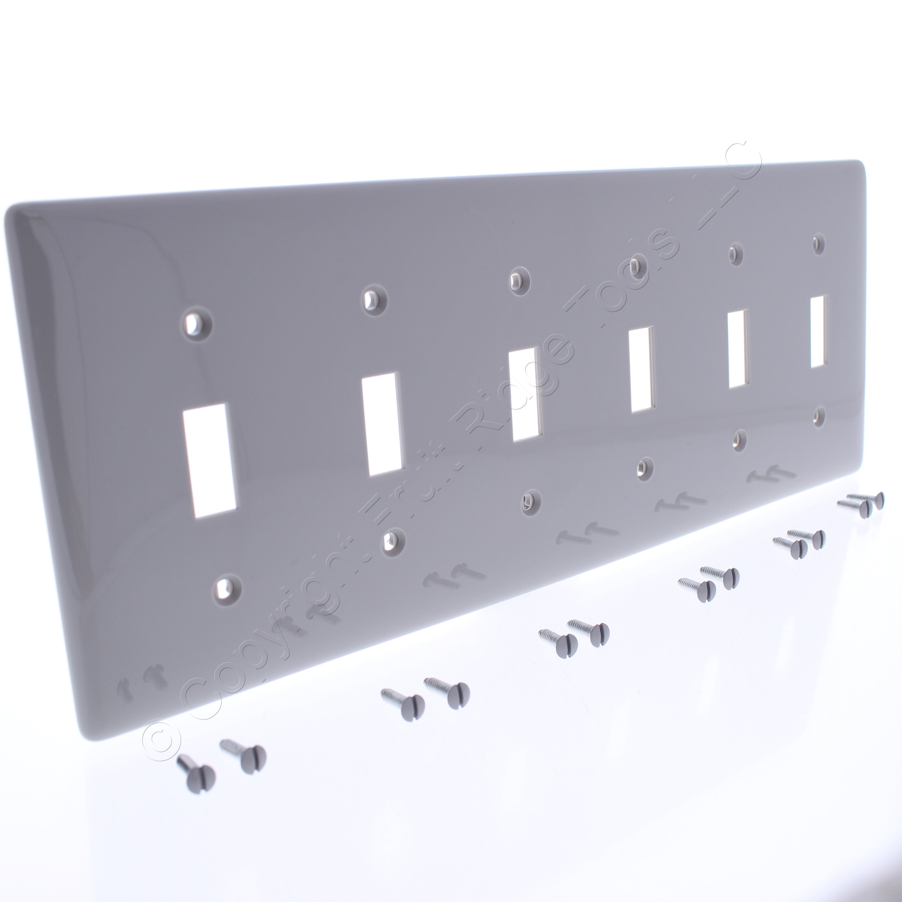 Hubbell NP6GY Gray Unbreakable 6-Gang Toggle Switch Cover Wallplate ...