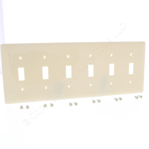 Hubbell NP6I Ivory Unbreakable 6-Gang Toggle Switch Cover Wallplate ...