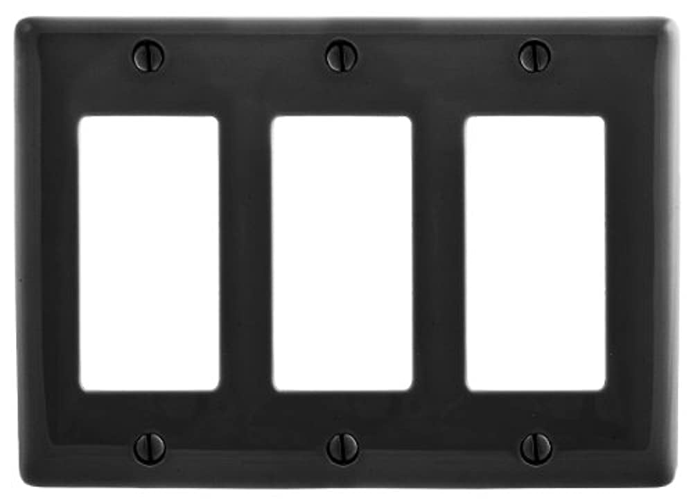 Hubbell NPJ263BK Black 3-Gang Nylon Decorator/Rocker Cover Mid-Size ...