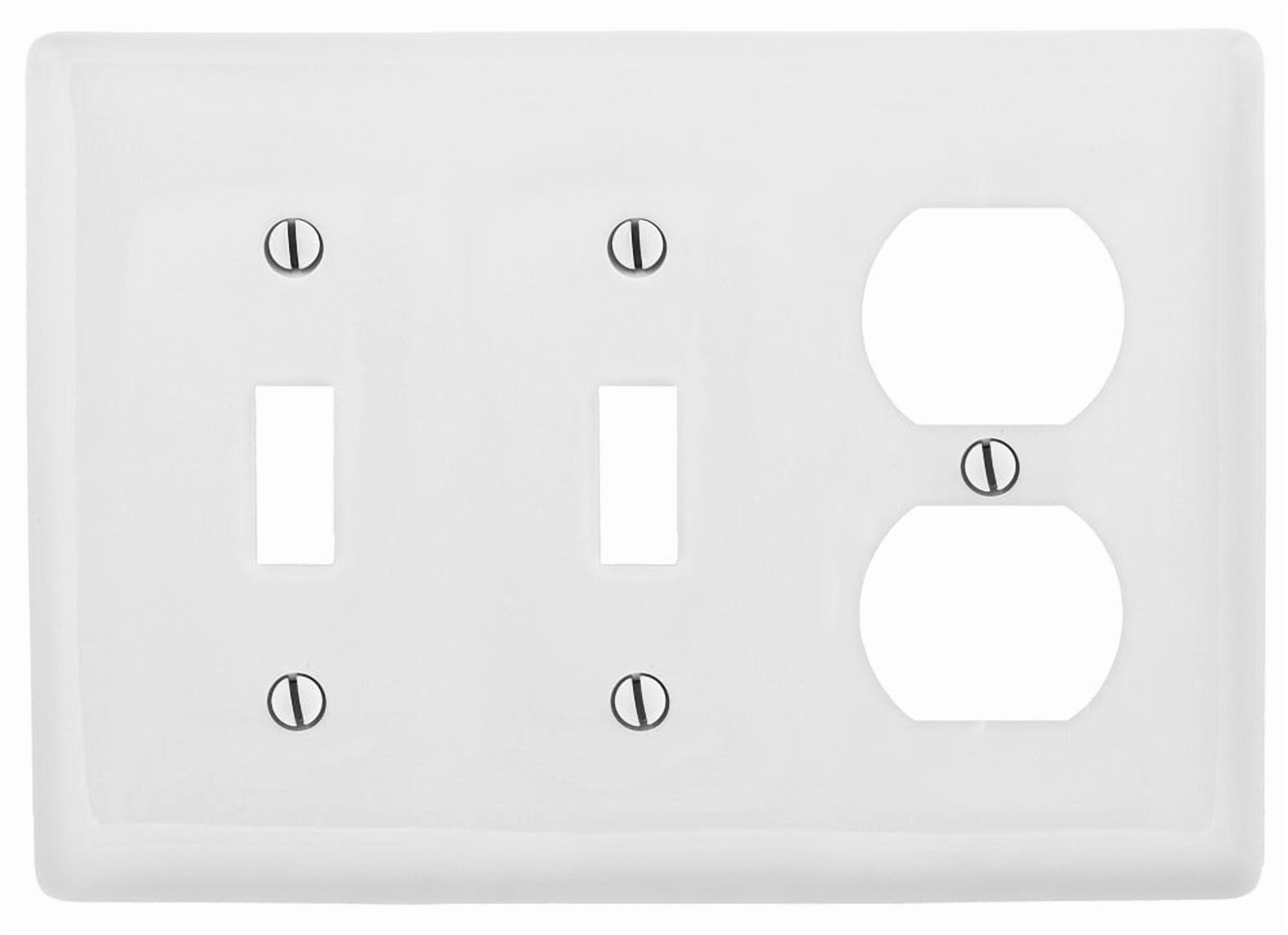 Hubbell NPJ28W White Mid-Size Three Gang Combination 2 Toggle 1 Duplex ...
