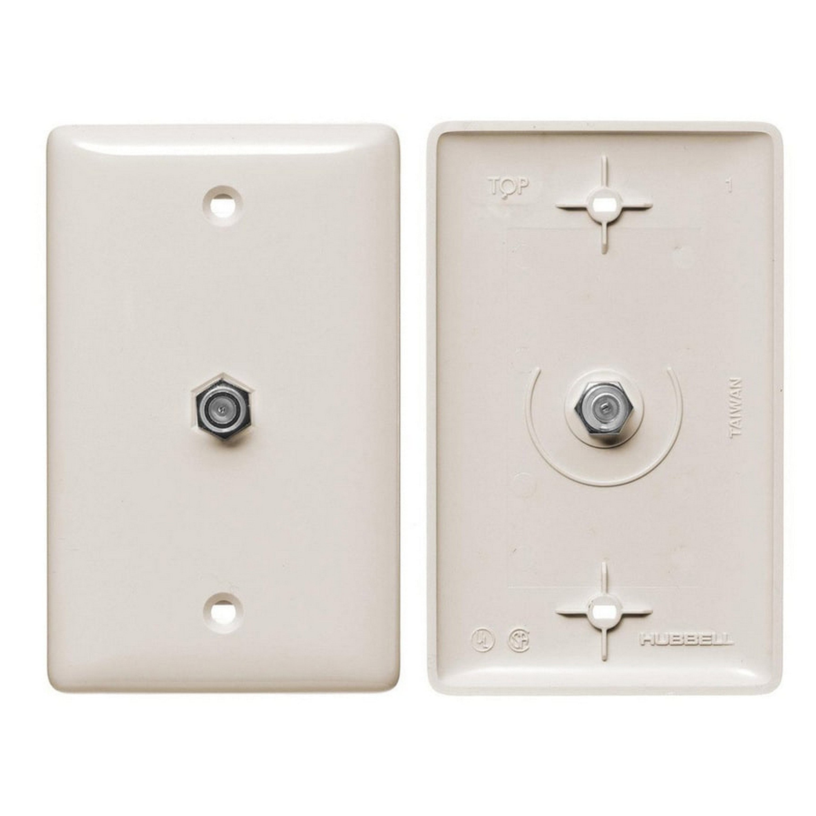 Hubbell NS751LA 1-Gang Coaxial Cable Wall Plate, Midsize, Light Almond ...