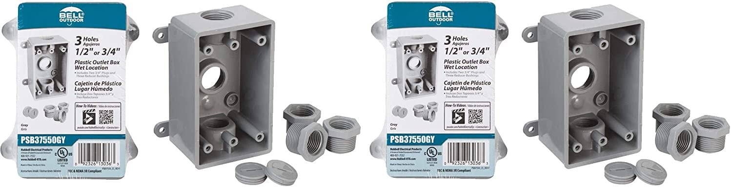 Hubbell PSB37550GY Single-Gang Weatherproof 1/2-Inch or 3/4-Inch ...