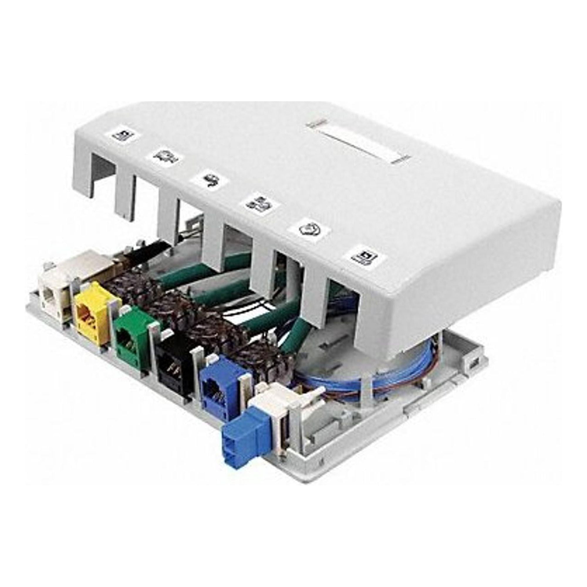 Hubbell Premise Wiring Surface Mount Box,6 Ports,White HSB6W - Walmart.com
