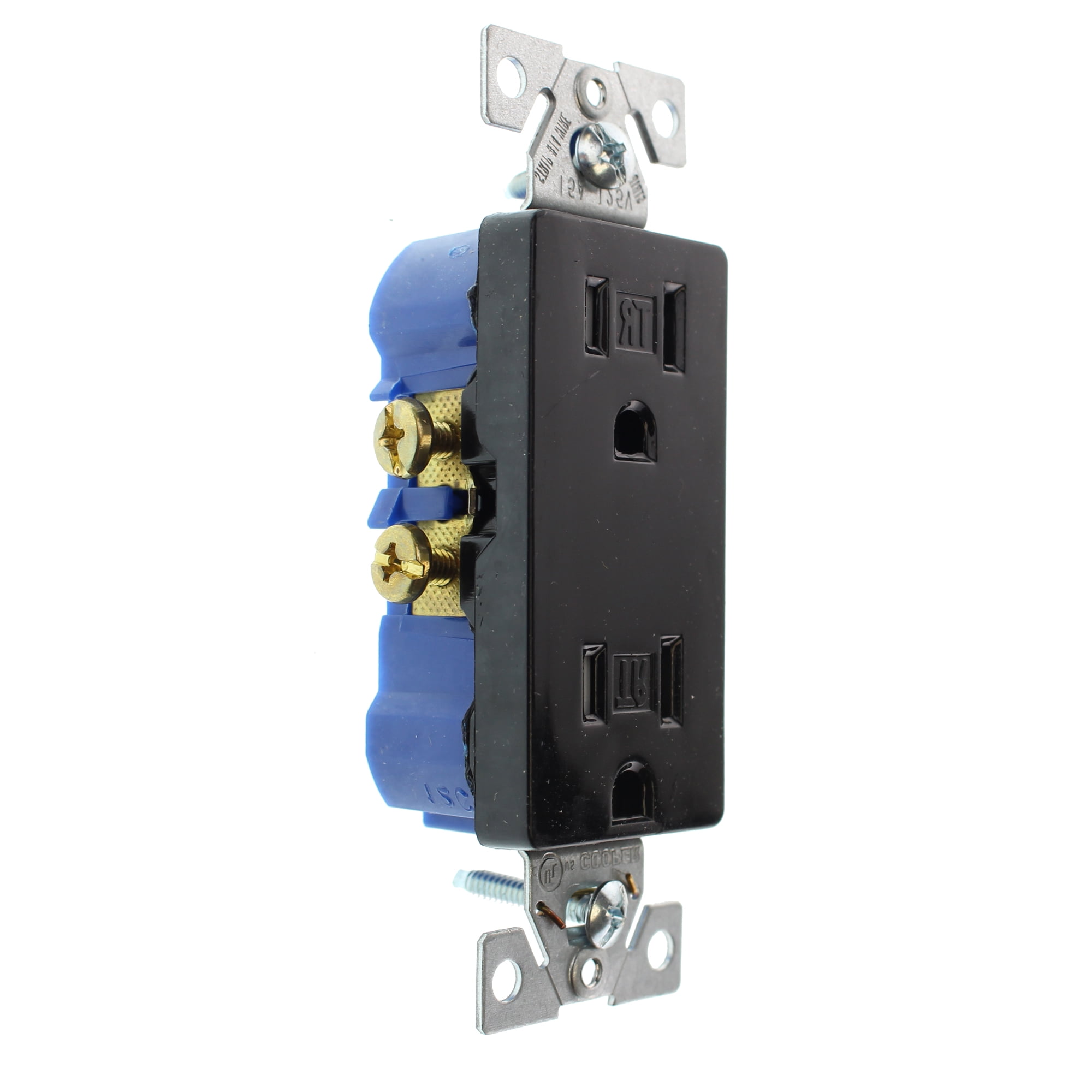 Hubbell RRD15SBKTRZ Duplex Decorator Receptacle Outlet, TR, 15-Amp, 120 ...