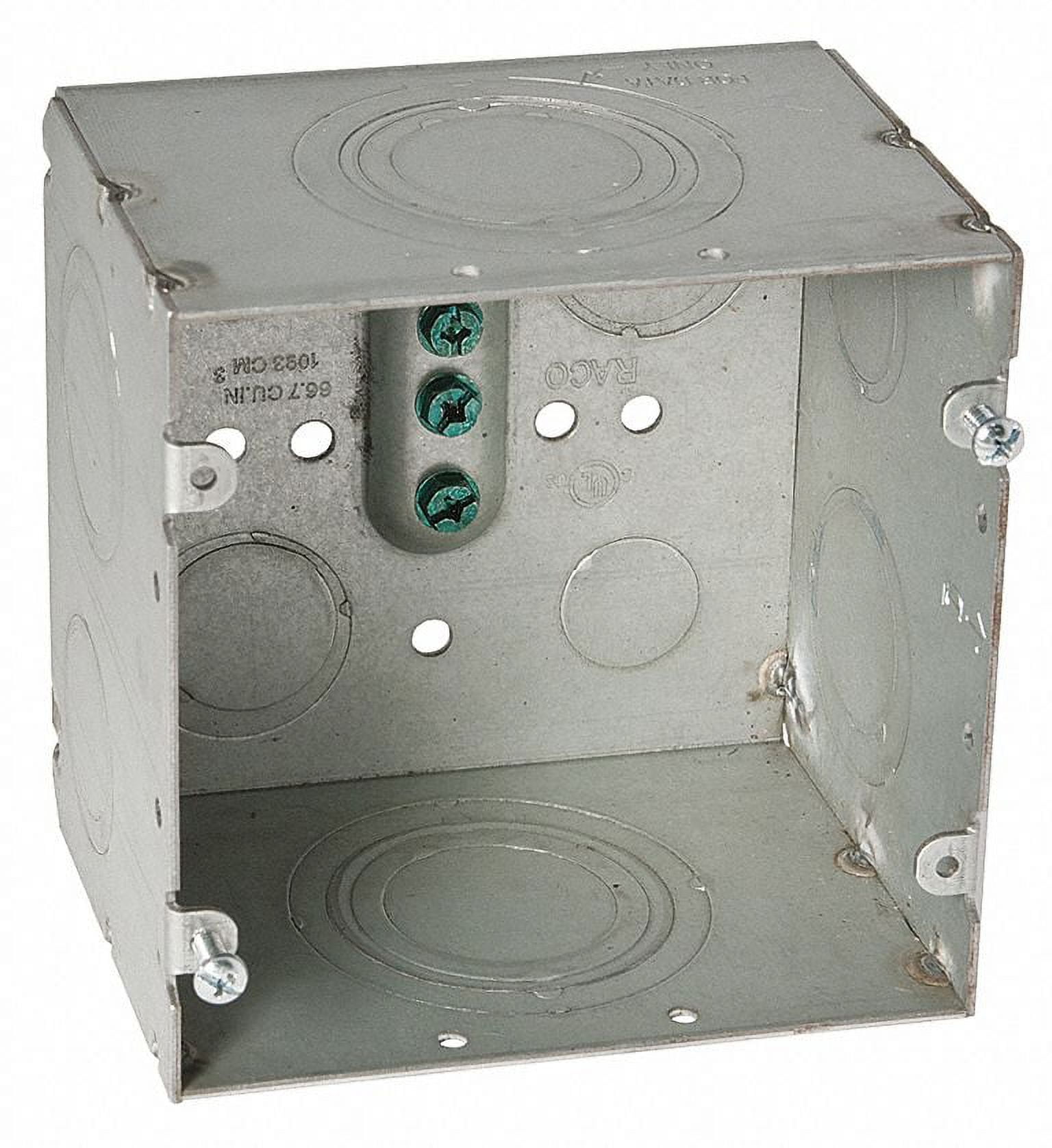 Hubbell-Raco 260 4-11/16" Square Data Box, Welded, Metallic, 3-1/4 ...