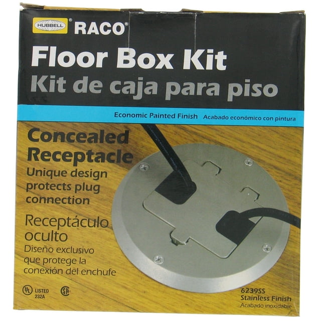 Hubbell Raco 6239SS Stainless Steel Concealed Receptacle Floor Box Kit ...