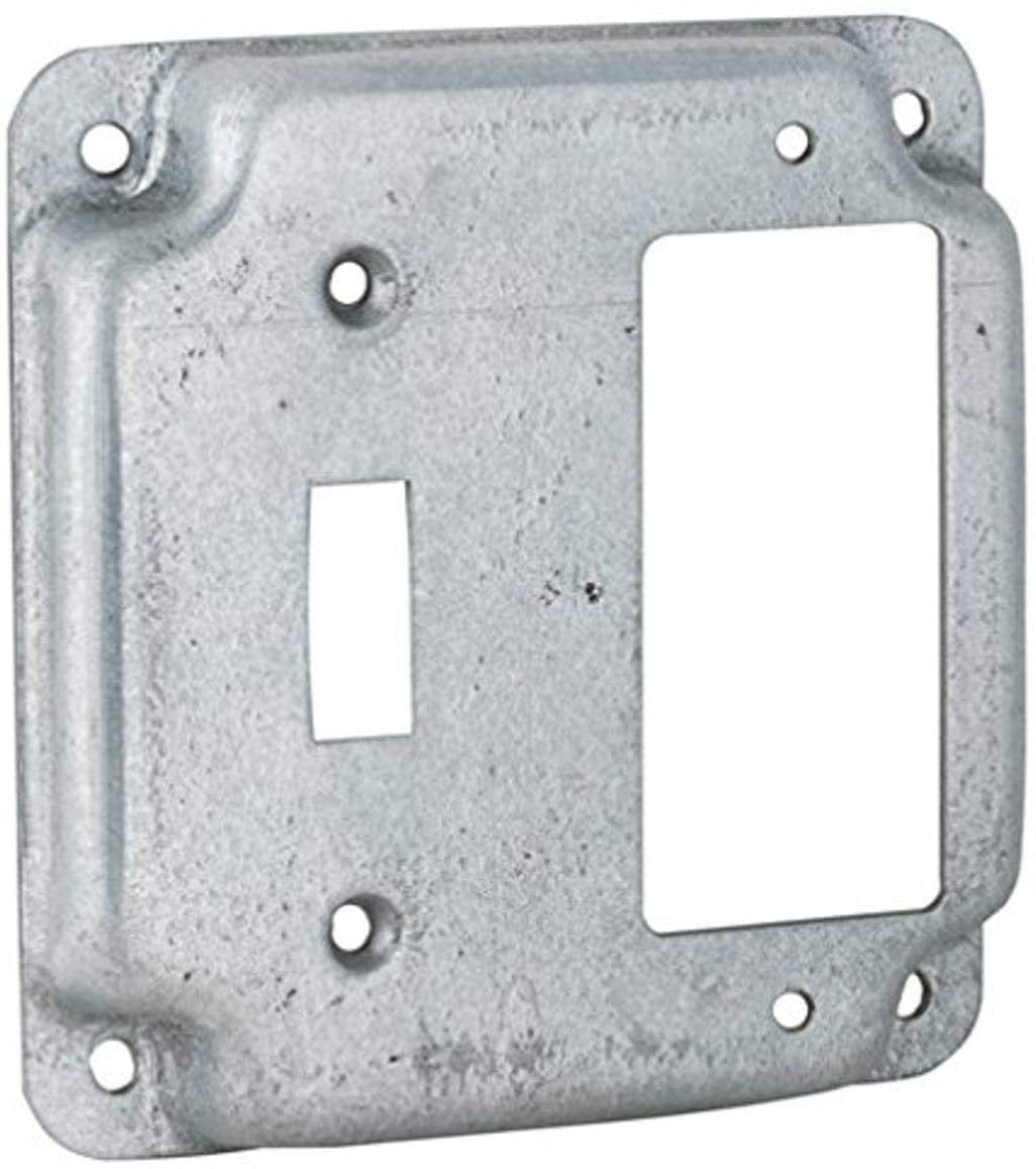 Hubbell-Raco 814C 1 Toggle and 1 GFCI 4-Inch Square Exposed Work Cover ...