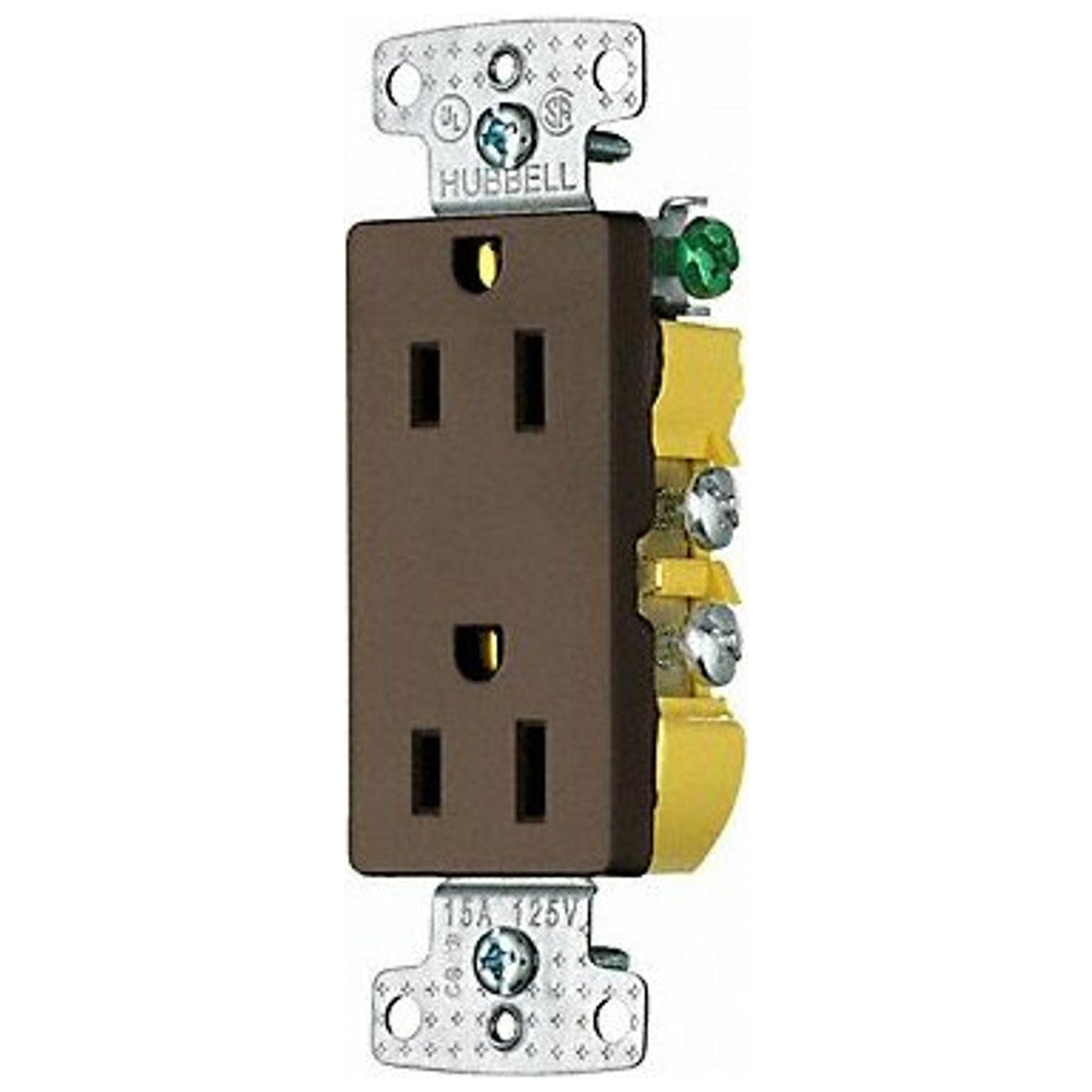 Hubbell Wiring Device-Kellems Recept,Brown,15 A,2P3W,Back; Side,1PK ...