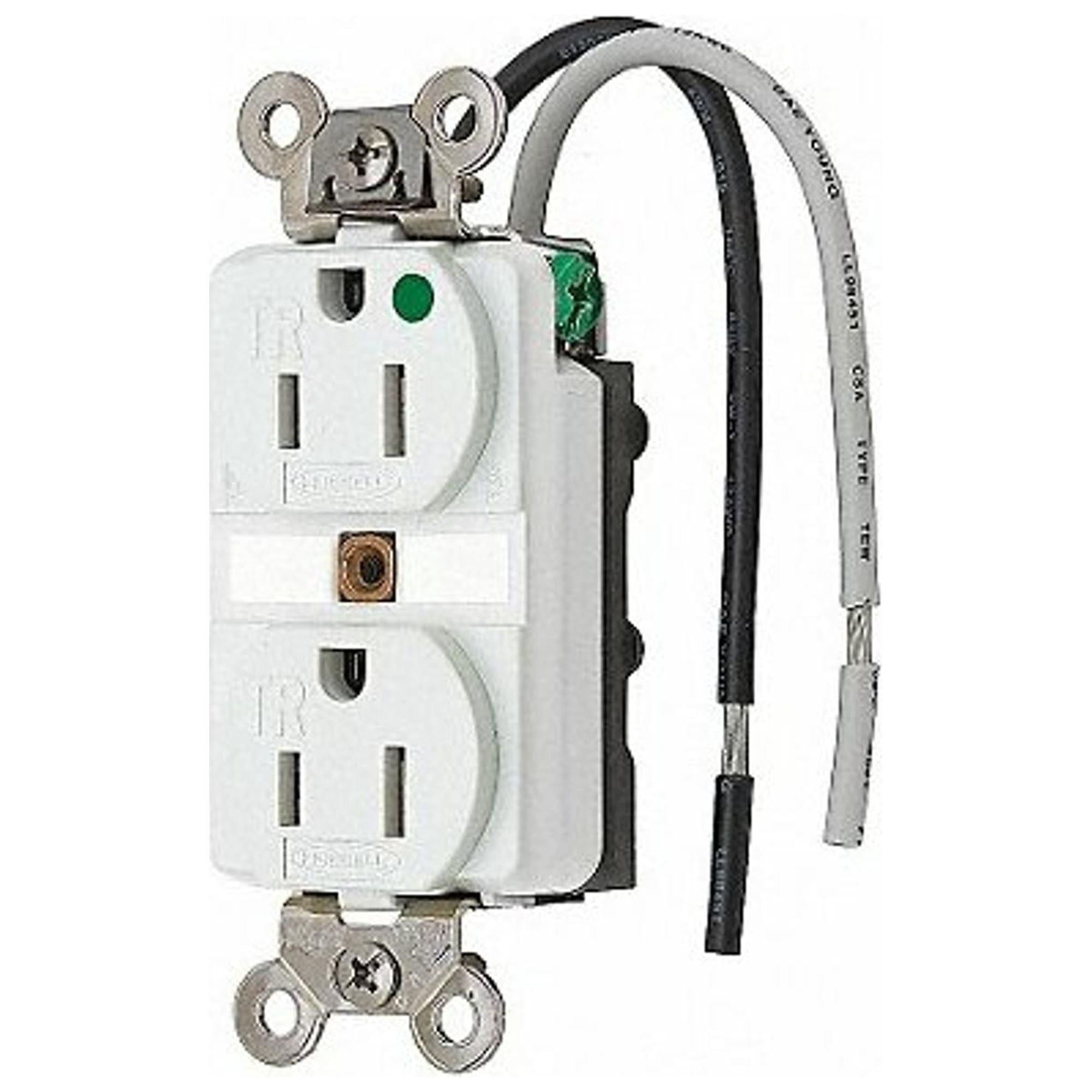 Hubbell Wiring Device-Kellems Recept,White,15 A,2P3W,Back; Side,1PK ...
