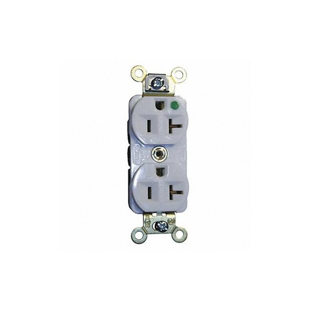 Hubbell Wiring Device-Kellems Recept,White,20 A,2P3W,Back; Side,1PK ...