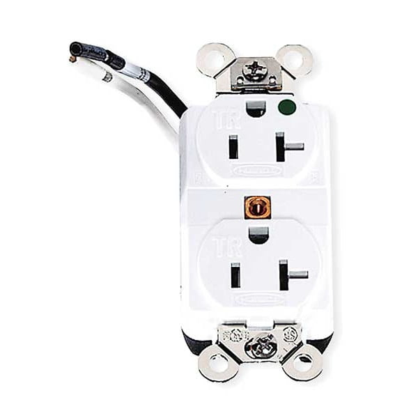 Hubbell Wiring Device-Kellems Recept,White,20 A,2P3W,Back; Side,1PK ...