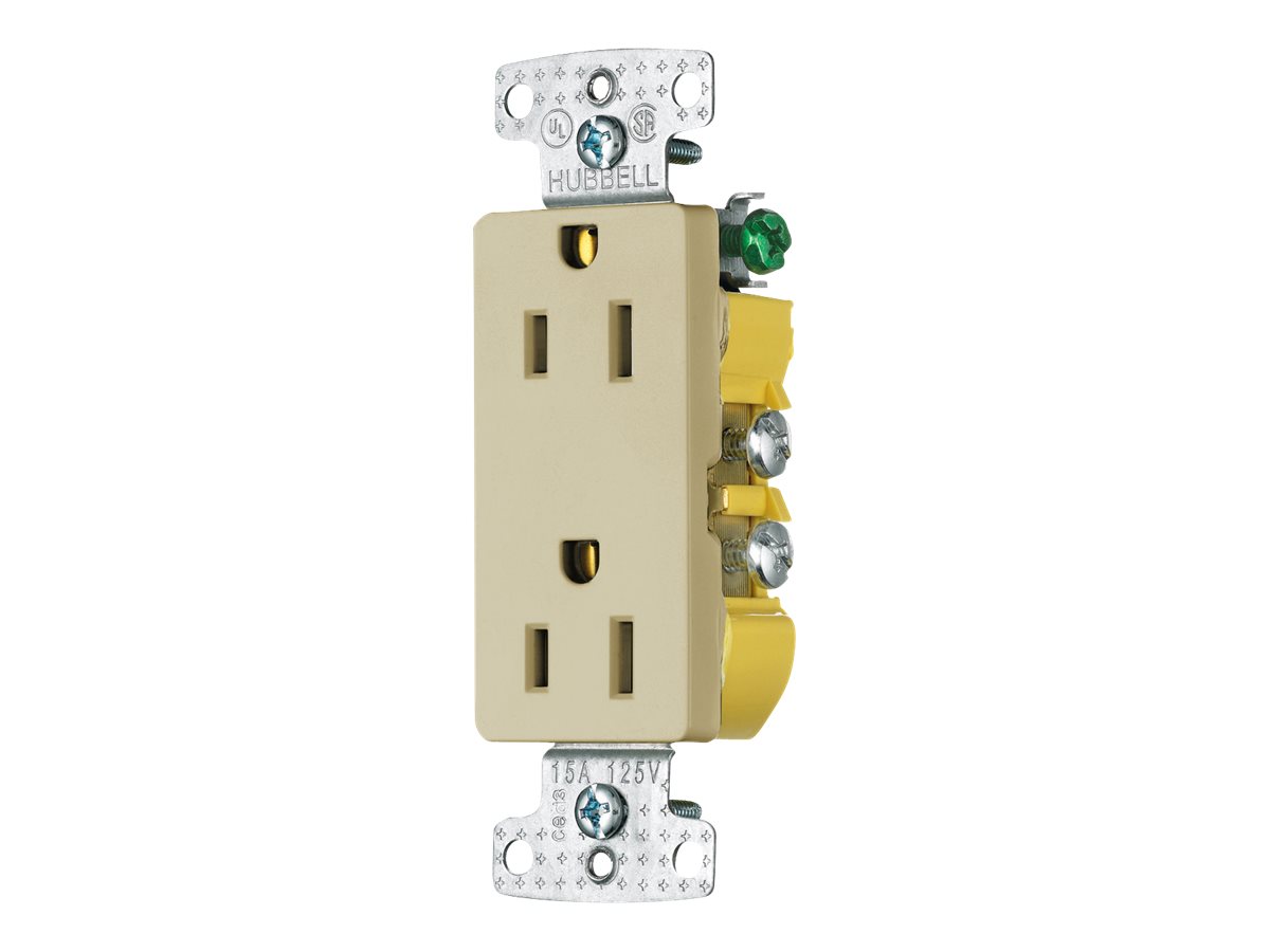 Hubbell Wiring Device-Kellems Receptacle,Deco,15A,5-15R,125V,Ivory ...