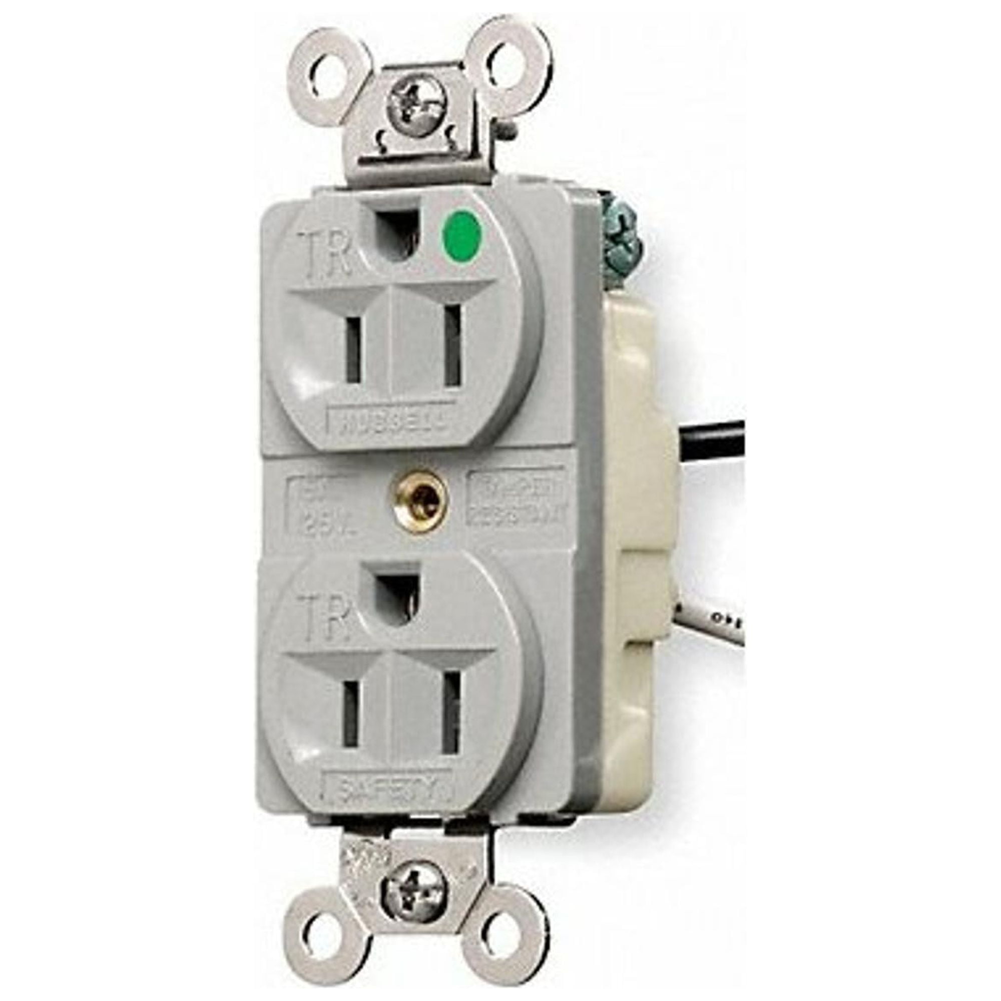 Hubbell Wiring Device-Kellems Receptacle,Gray,15 A,2P3W,Back; Side,1PK ...