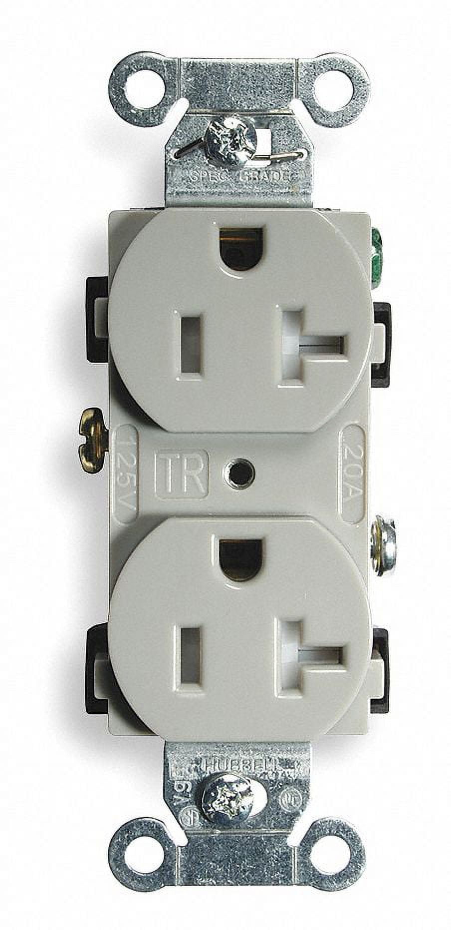 Hubbell Receptacle,Gray,20 A,2P3W,Back; Side,1PK BR20GRYTR - Walmart.com
