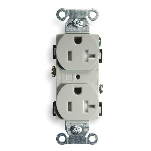 Hubbell Wiring Device-Kellems Receptacle,Gray,20 A,2P3W,Back; Side,1PK ...