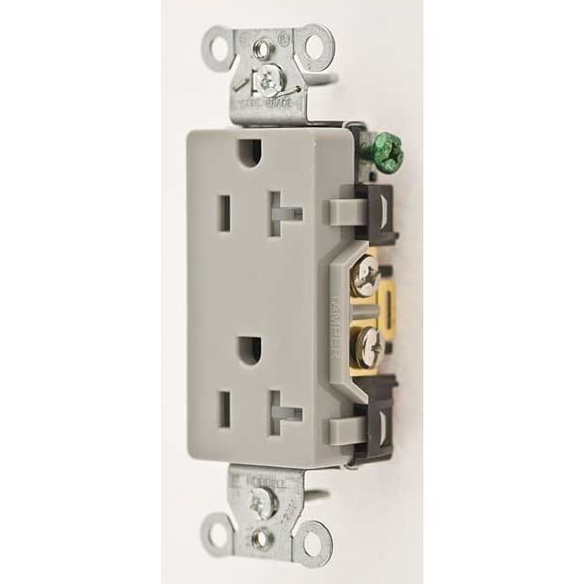 Hubbell Wiring Device-Kellems Receptacle,Gray,20 A,2P3W,Back; Side,1PK ...