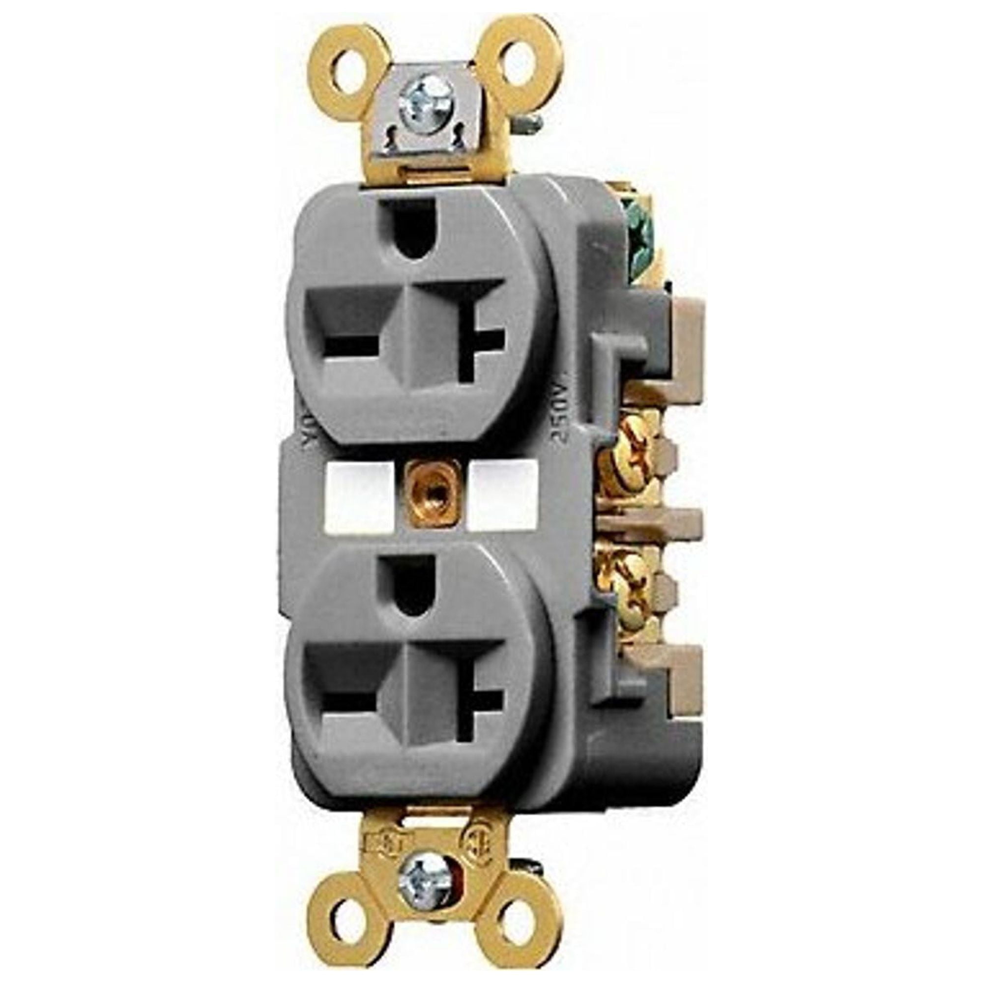 Hubbell Wiring Device-Kellems Receptacle,Gray,20 A,2P3W,Back; Side,1PK ...