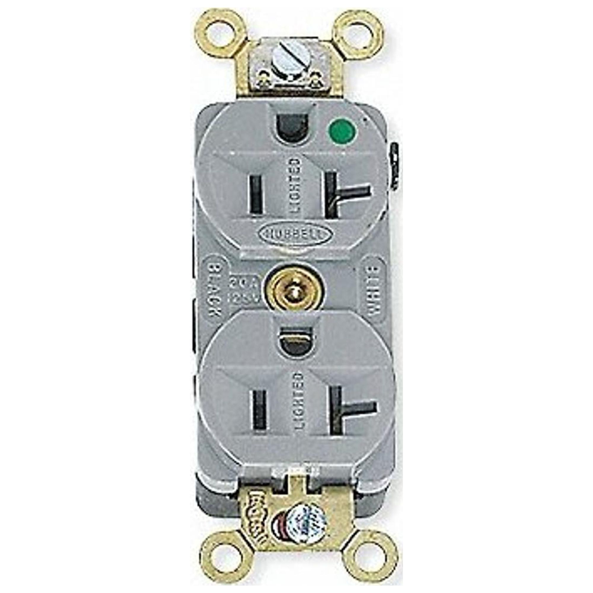 Hubbell Receptacle,Gray,20 A,2P3W,Back; Side,1PK HBL8300HG - Walmart.com