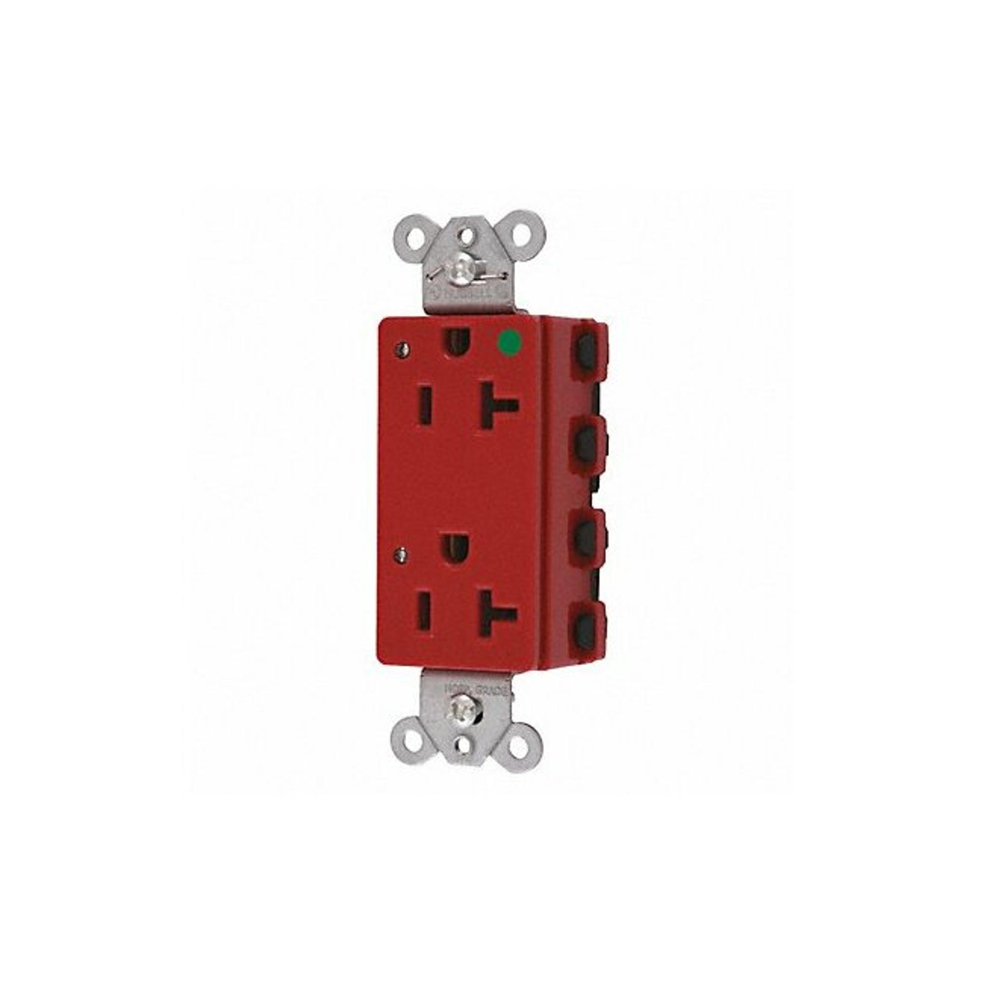 Hubbell Wiring Device-Kellems Receptacle,Red,1.0 HP,20A,3 Wires,Nylon ...