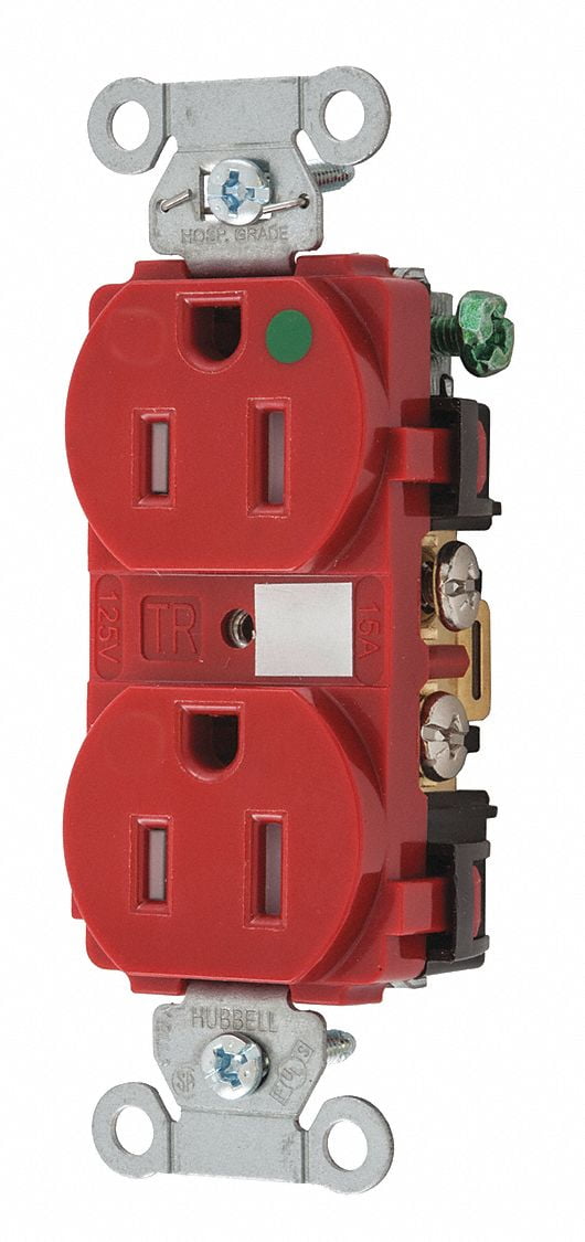 Hubbell Receptacle,Red,15 A,2P3W,Back; Side,1PK 8200REDTRA - Walmart.com