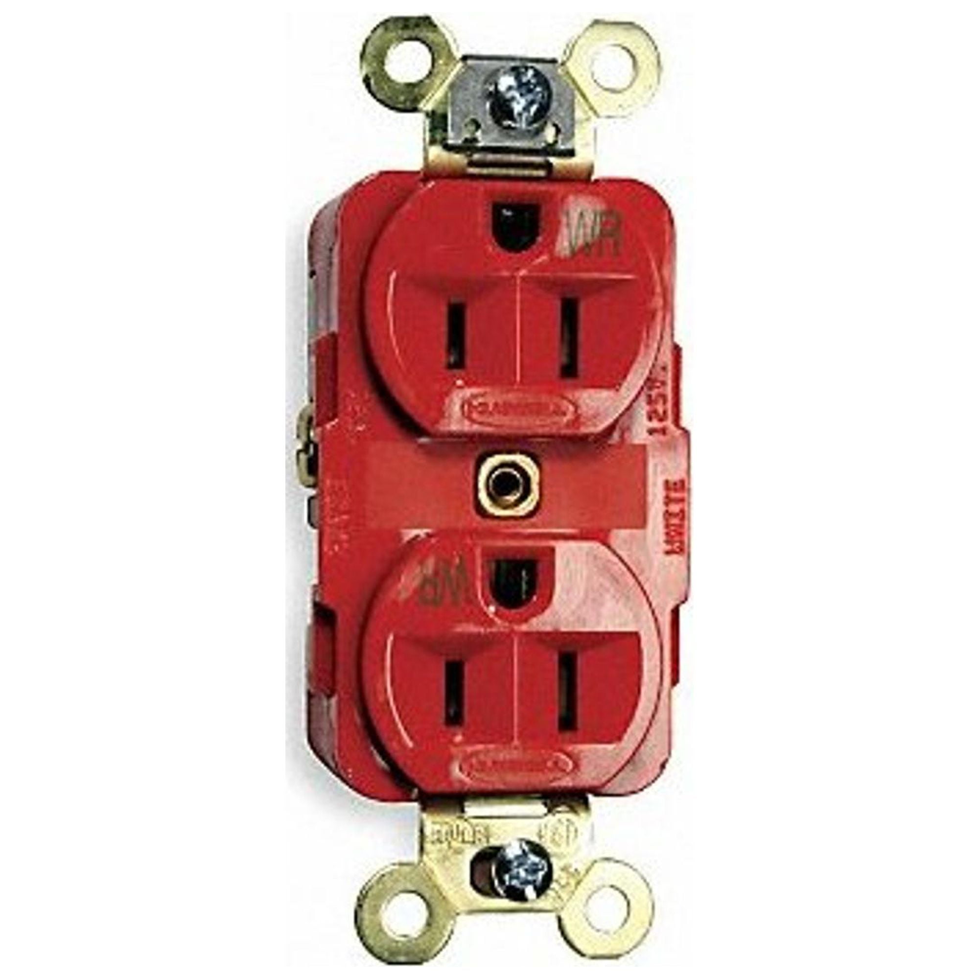 Hubbell Wiring Device-Kellems Receptacle,Red,15 A,2P3W,Back; Side,1PK ...