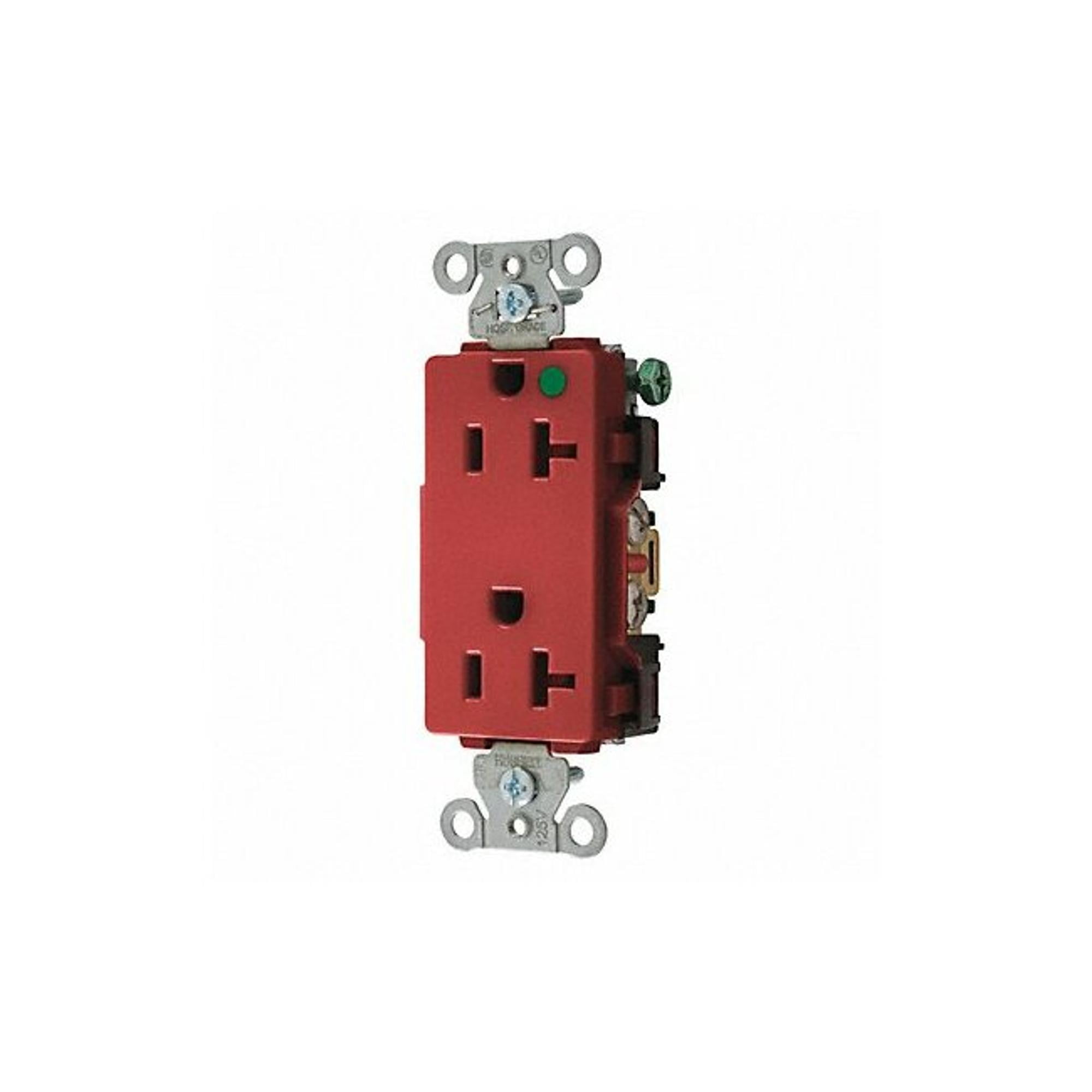 Hubbell Wiring Device-Kellems Receptacle,Red,20 A,2P3W,Back; Side,1PK ...