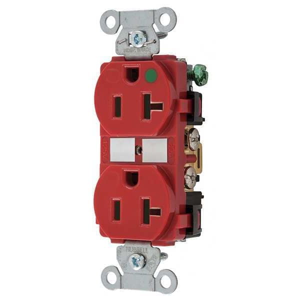 Hubbell Receptacle,Red,20 A,2P3W,Back; Side,1PK 8300RED - Walmart.com