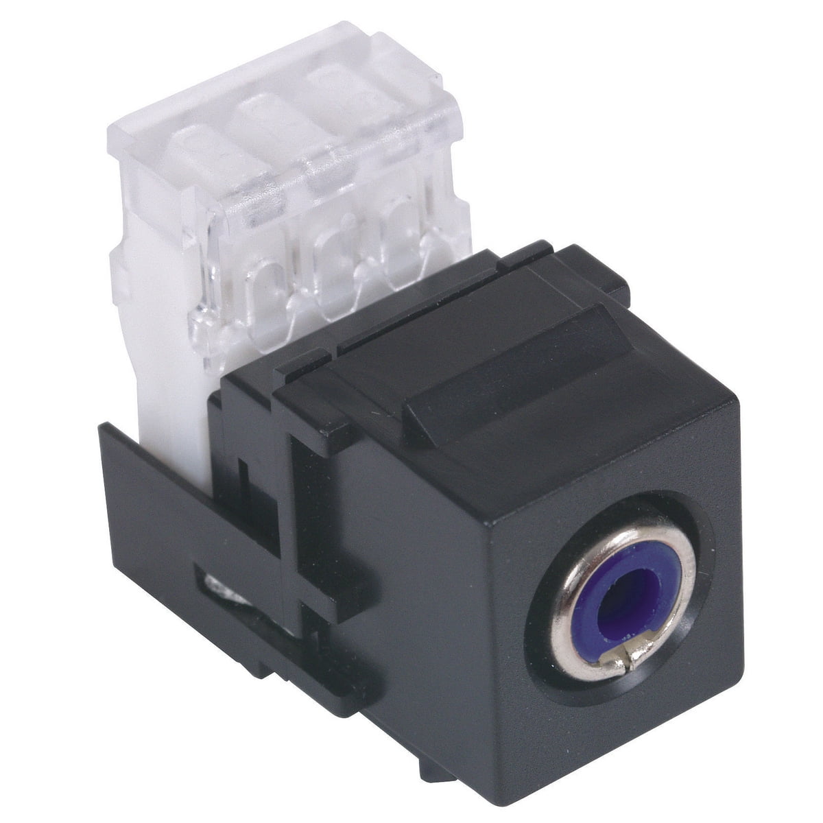 Hubbell SFRC110B Black Snap-Fit Keystone Stereo Audio RCA Jack Blue 110 ...
