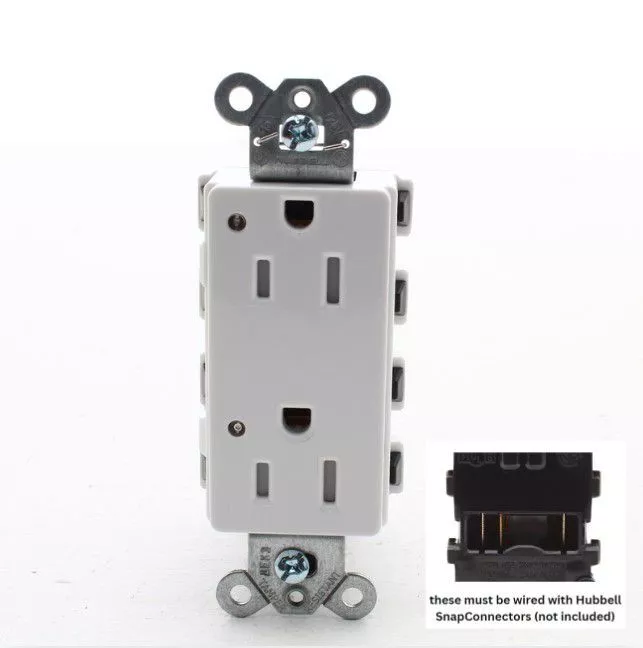 Hubbell SNAP2152WLTRA White SnapConnect Receptacle Tamper Resistant w ...