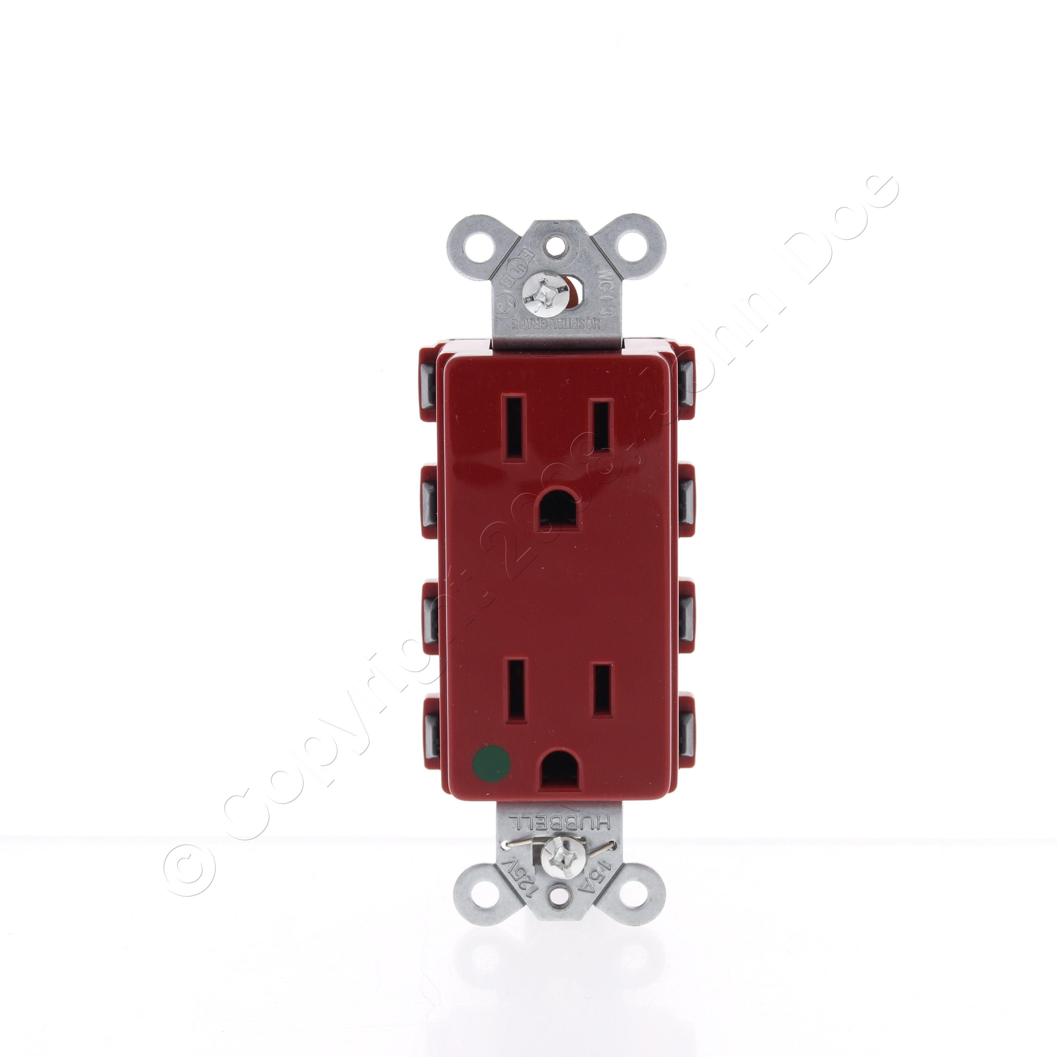 Hubbell SNAP2172RA Red SnapConnect Hospital Grade Duplex Outlet ...