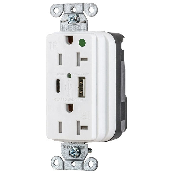 Hubbell Wiring Device-Kellems Snapconnect receptacle SNAP8300UACW ...