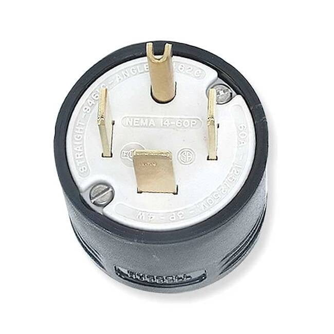 Hubbell Electrical Straight Blade Plug, Black, 60A, Standard, 14-60P ...