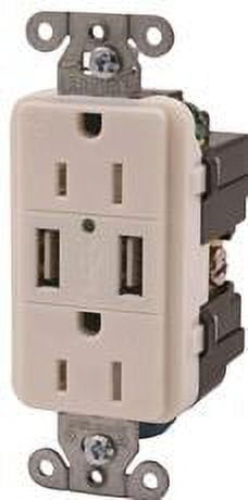 Hubbell Tamper Resistant Usb Charger Duplex Receptacle, 15 Amp, White ...