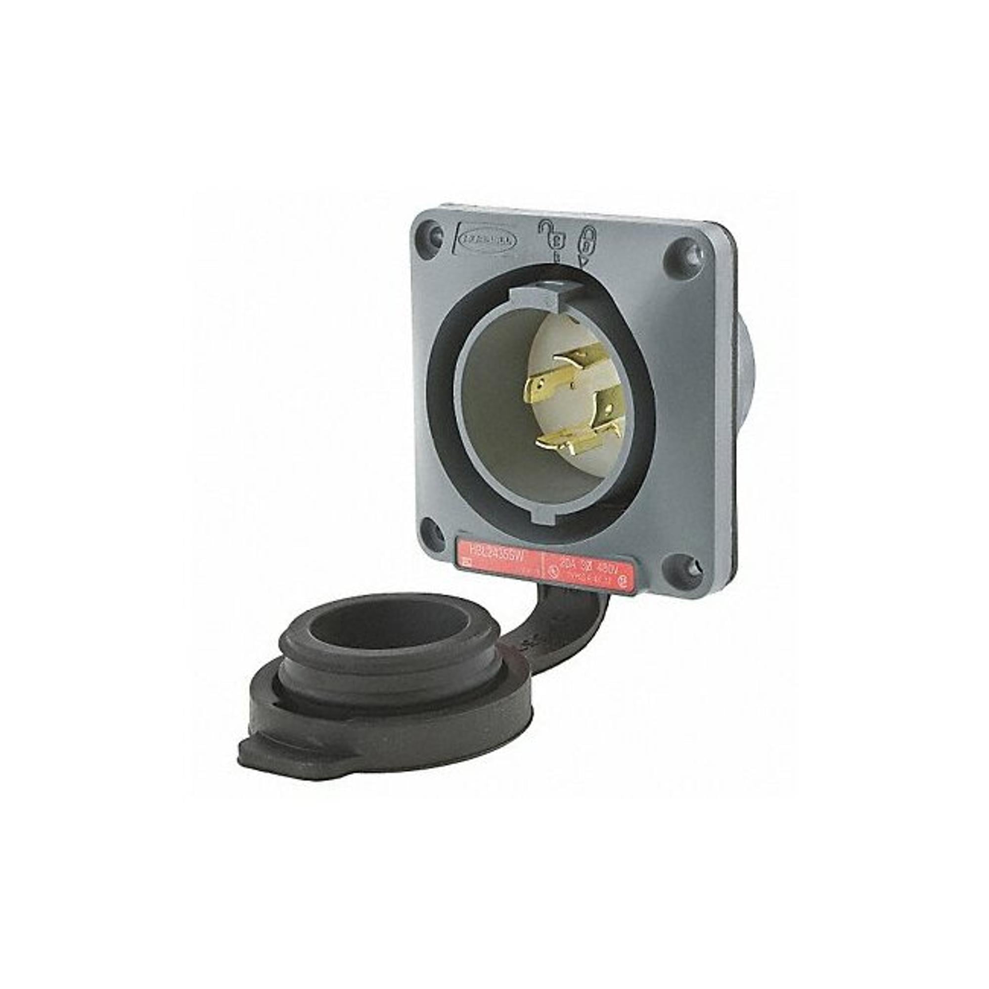 Hubbell Wiring Device-Kellems WT Flg LckInl,20A;Gray;White,L16-20P,PBT ...