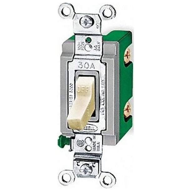 Hubbell Wiring Device-Kellems Wall Switch,Ivory,30A;Back;Side,SnglPole ...
