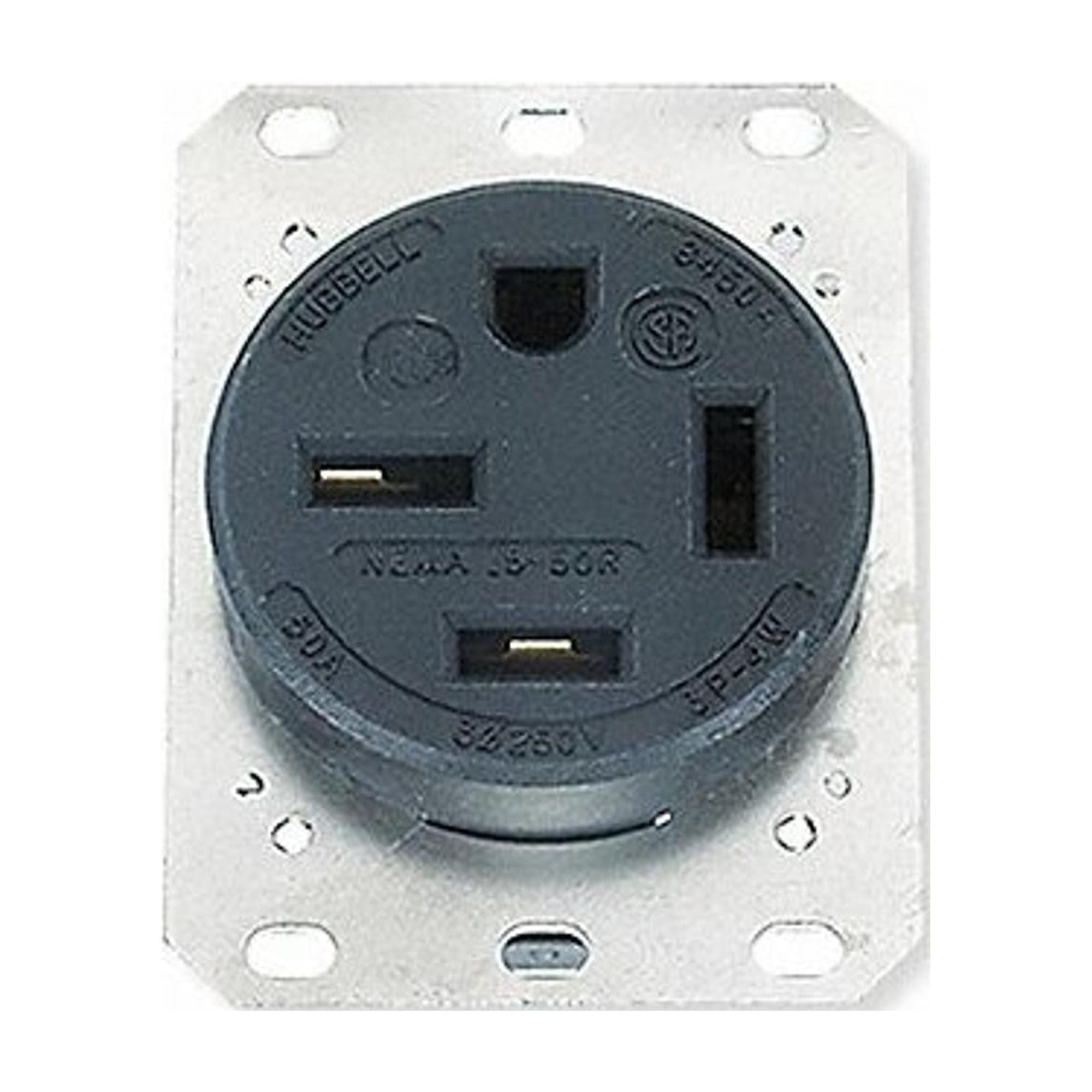 Hubbell Electrical Plug, 50A, 3P4W, Black Receptacle, Back; Side, 1PK ...