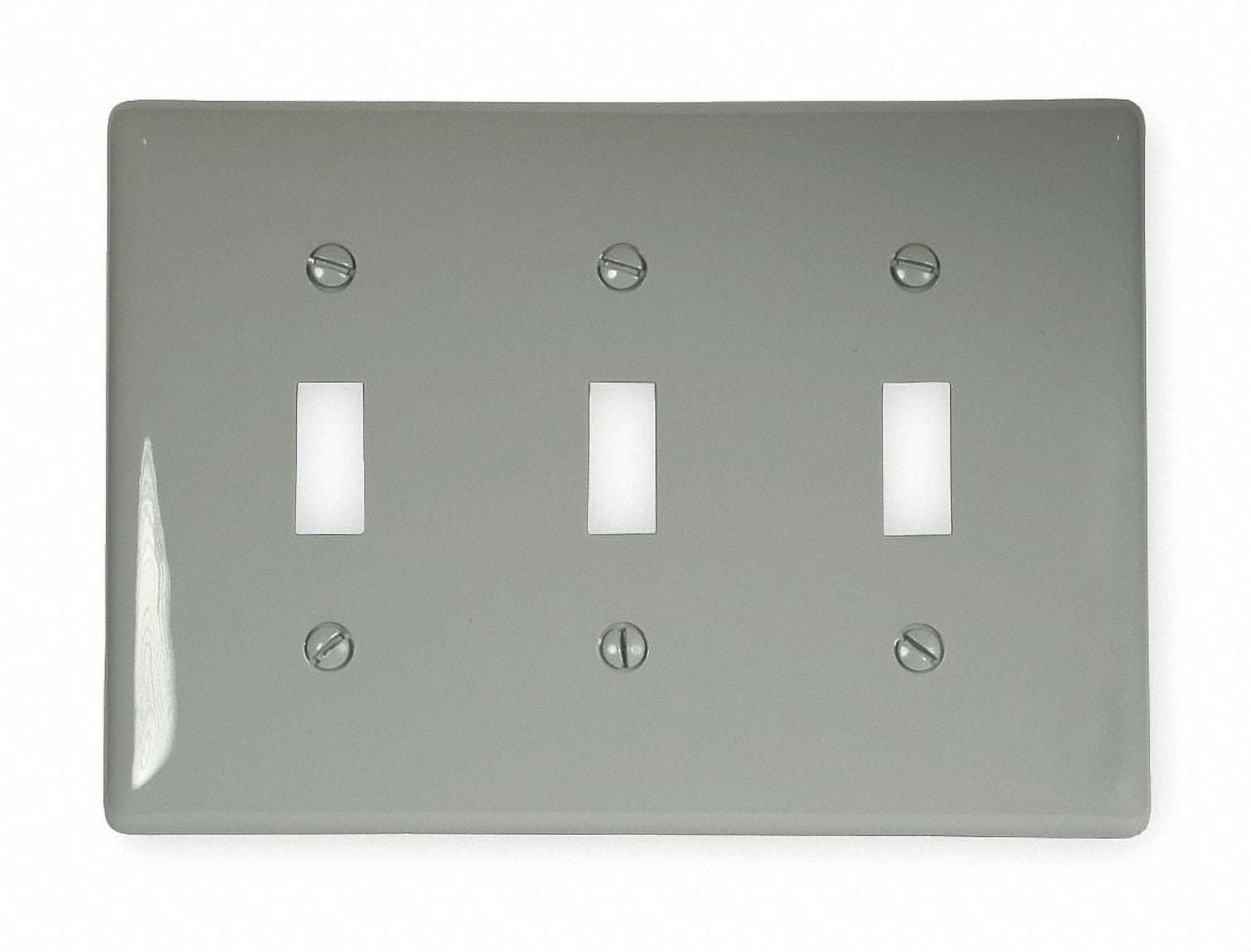 Hubbell Wiring Device-Kellems Toggle Switch Wall Plate,3 Gang,Gray HAWA ...