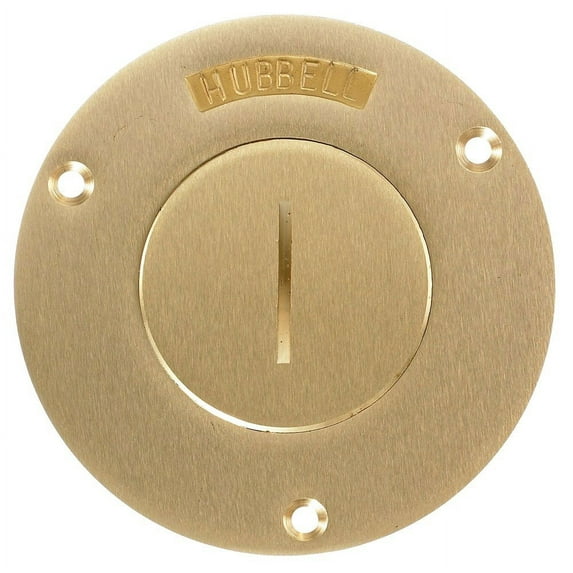 Hubbell Wiring Systems S2925 Brass Round Floor Box Single Receptacle ...