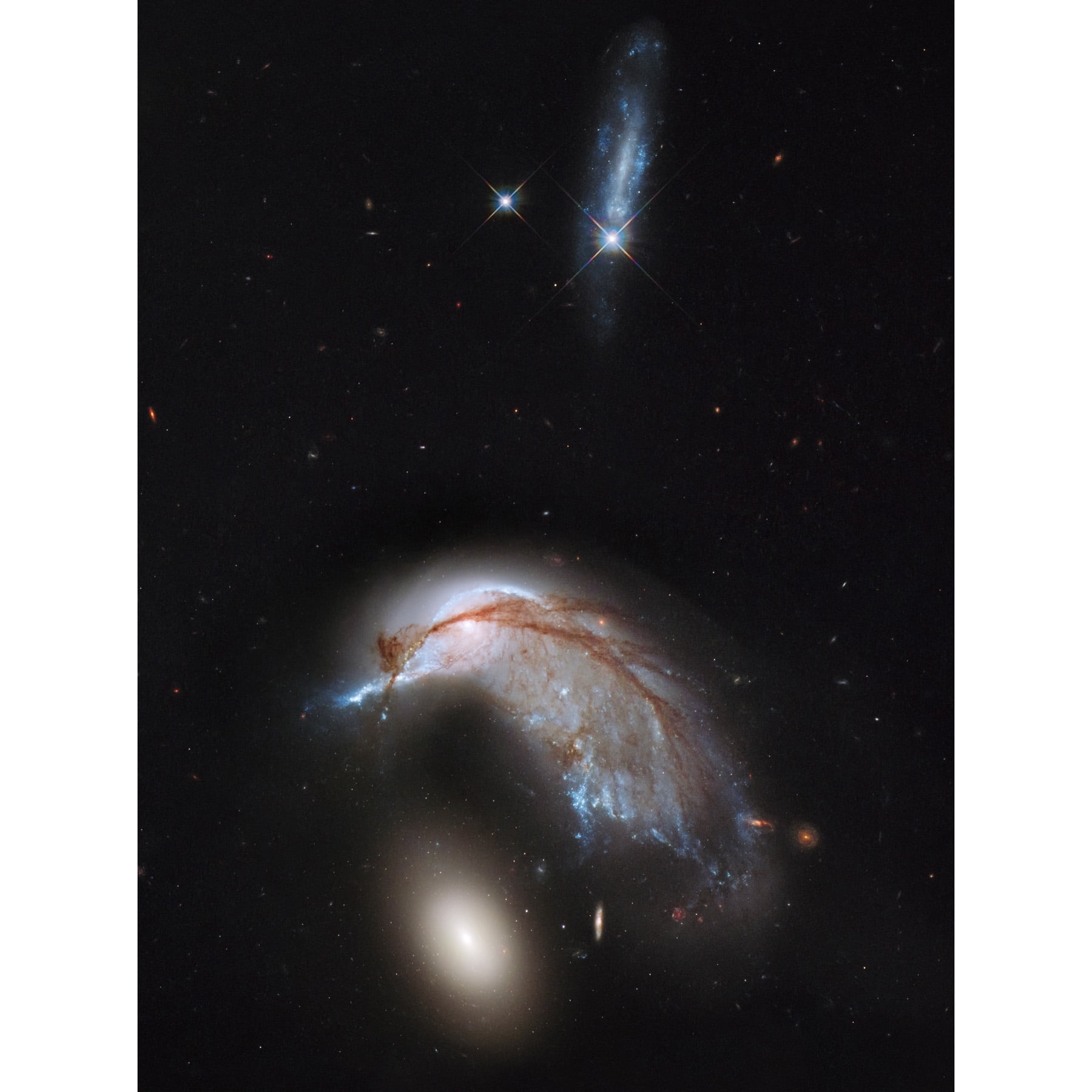 Hubble Space Telescope Image Colliding Galaxy Pair ARP 142 Spiral NGC 2936 Interacting With ...