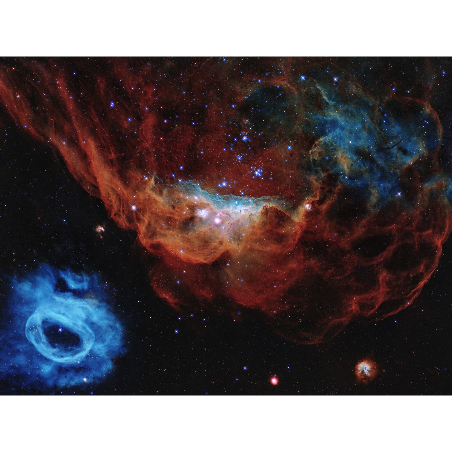 Hubble Space Telescope Image Cosmic Reef Red And Blue Nebula Cosmic Starbirth Interstellar Gas ...