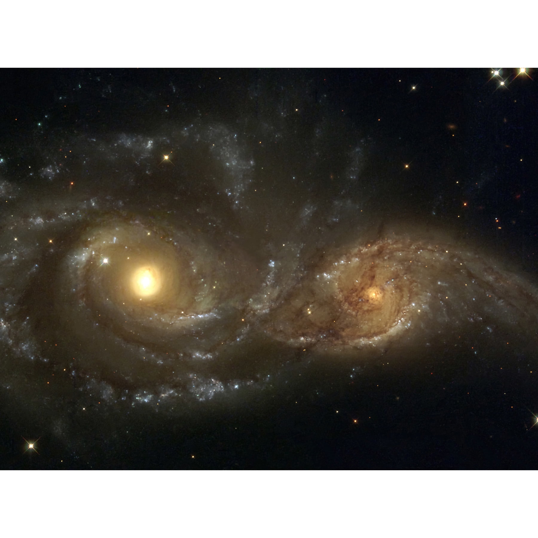 Hubble Space Telescope Image Interacting Spiral Galaxies NGC 2207 And ...