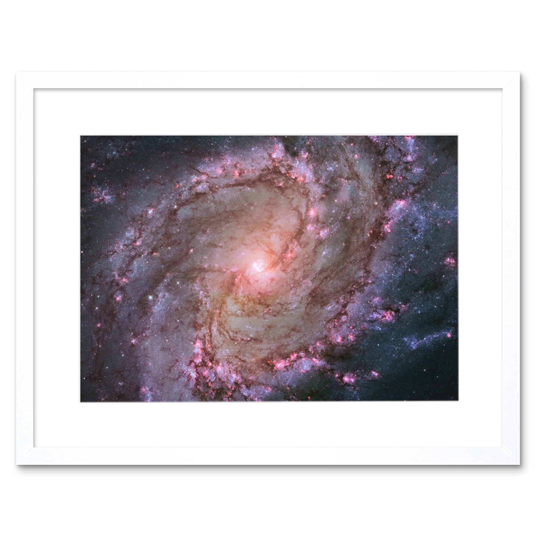 Hubble Space Telescope Image Spiral Galaxy M83 Red Blue Purple Star ...