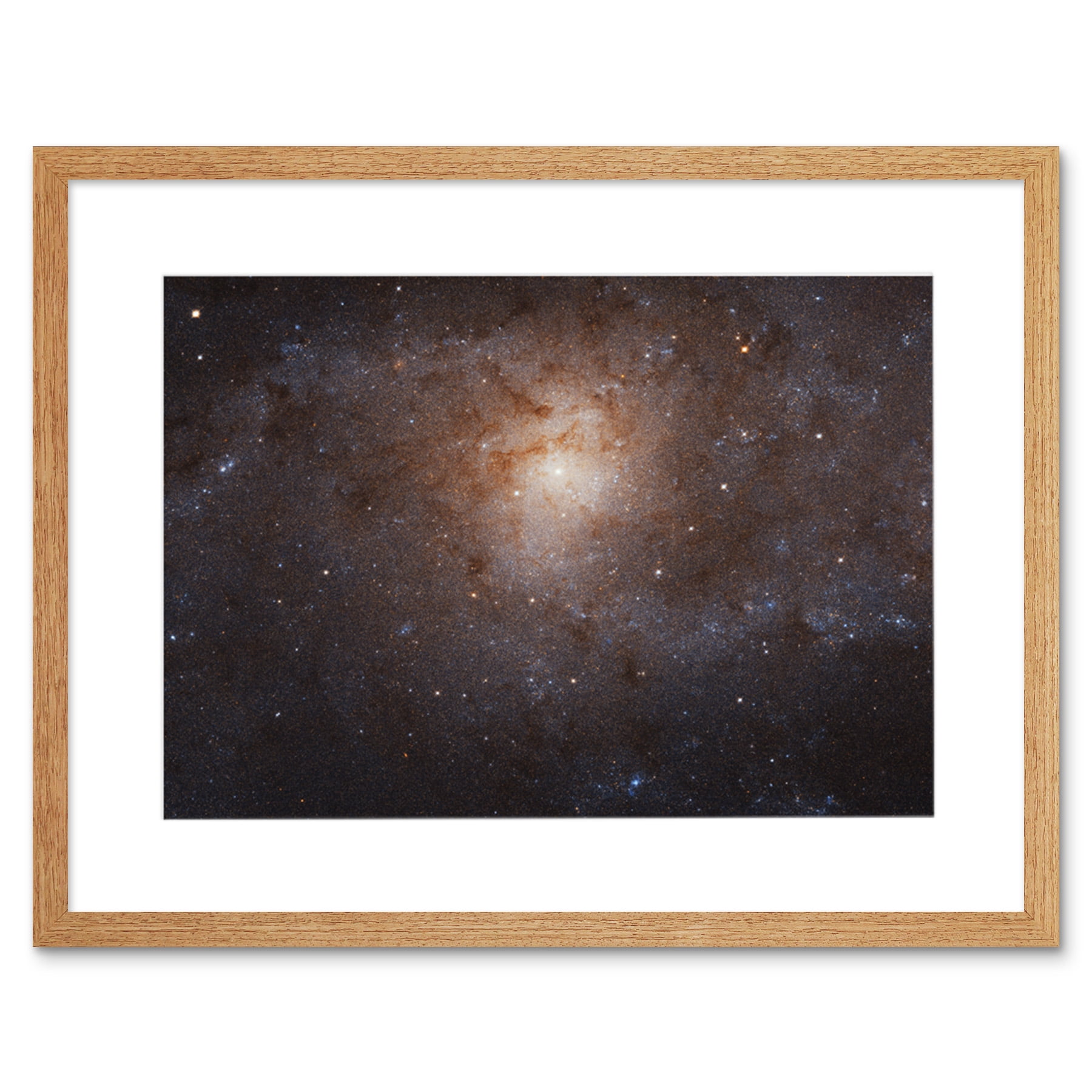 Hubble Space Telescope Image Triangulum Spiral Galaxy M33 Crop Blue Orange Star Birthing Region ...