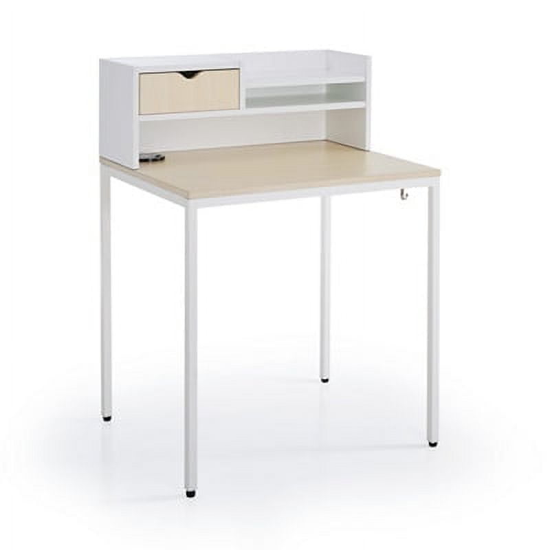 Hubbub Brite Desk and Hutch Set 30"W x 24"D Light Maple - Walmart.com