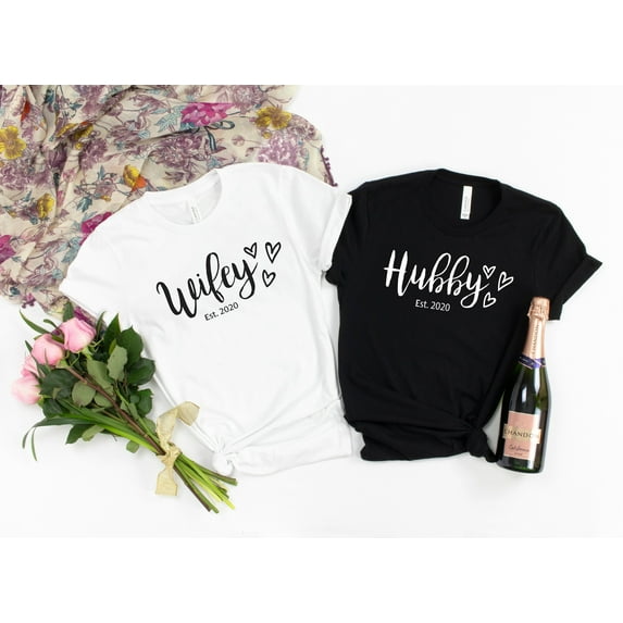 Hubby Wifey Shirts, Honeymoon Shirt, Just Married Shirt, Engagement ...