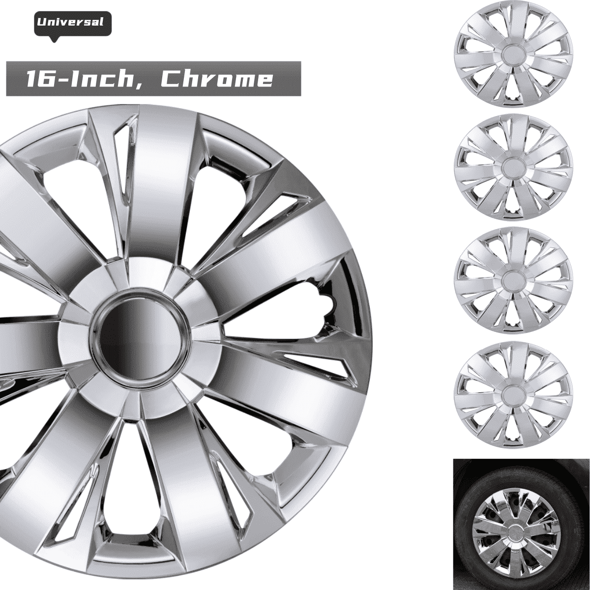 Hubcaps 16", Wheel Rim Cover Universal R16 Hub Caps, Snap On Car Pickup ...