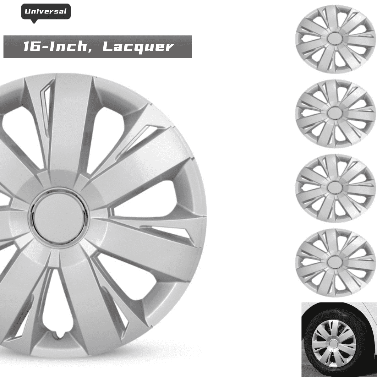 Hubcaps 16", Wheel Rim Cover Universal R16 Hub Caps, Snap On Car Pickup ...