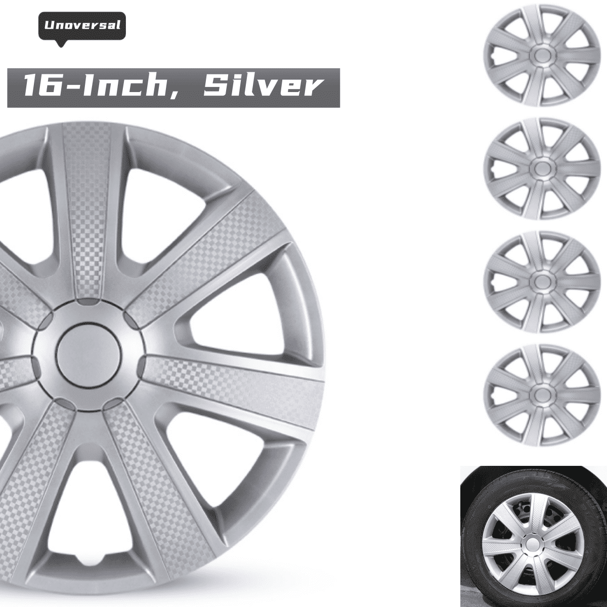 Hubcaps 16", Wheel Rim Cover Universal R16 Hub Caps, Snap On Car Pickup ...