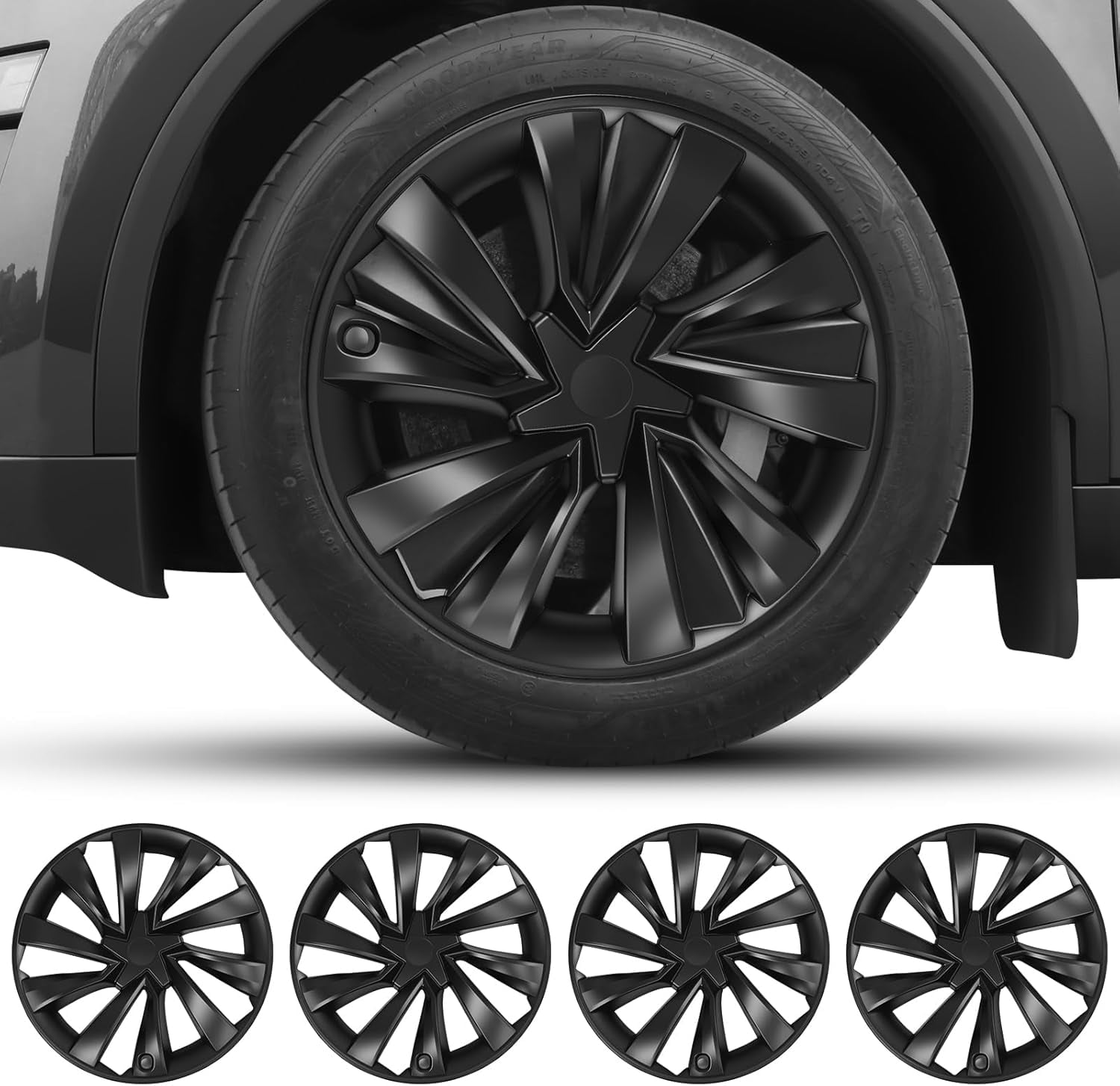 Hubcaps for Model Y Juniper 2026, 19 Inch Matte Black Wheel Covers with ...