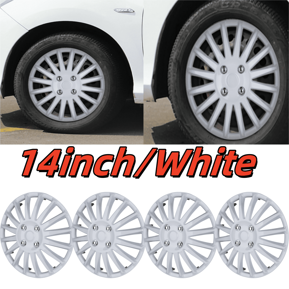 Hubcaps Wheel Covers 14 " Universal Set of 4 Snap On Car Truck SUV ...